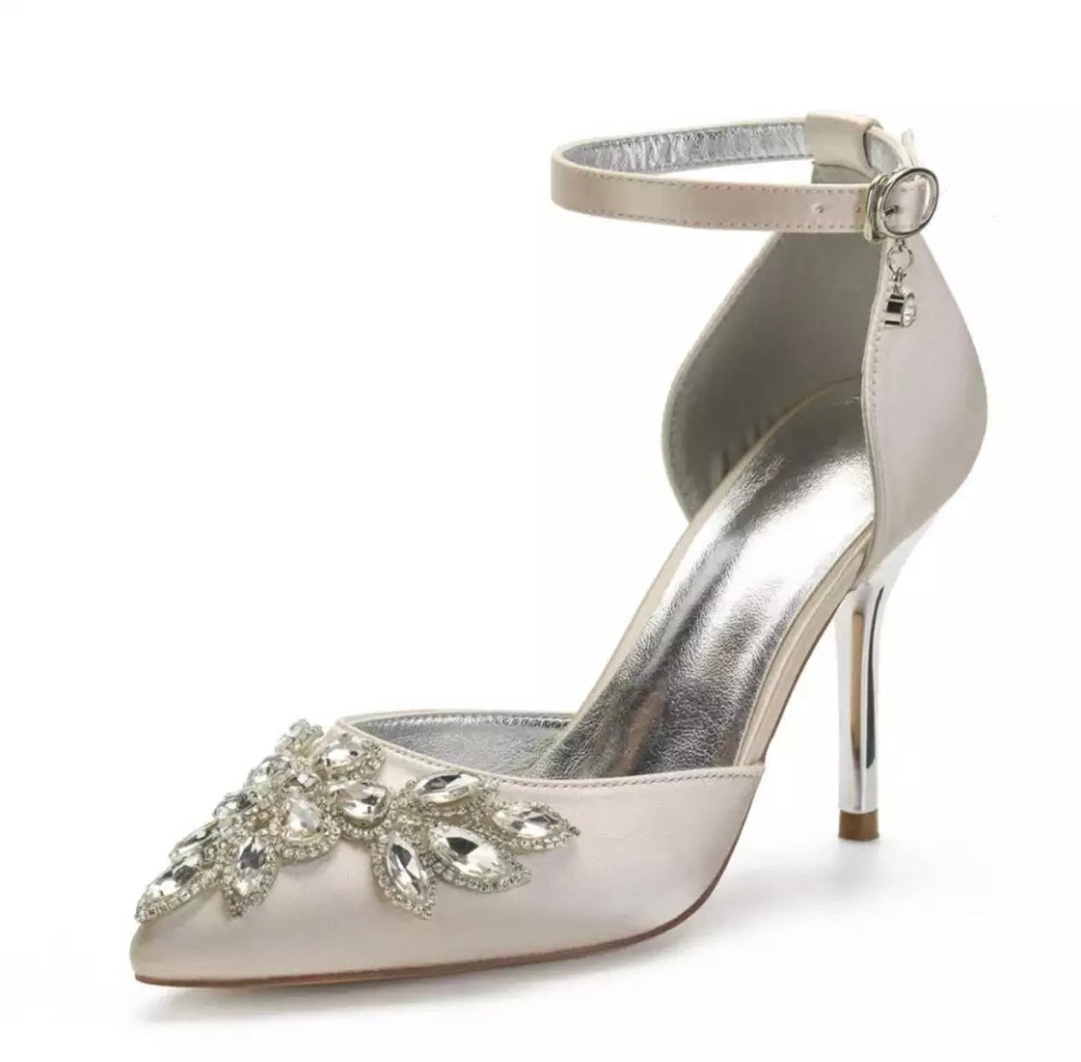 {Zendaya} Embellished Heel with Ankle Strap Champagne – OPARI