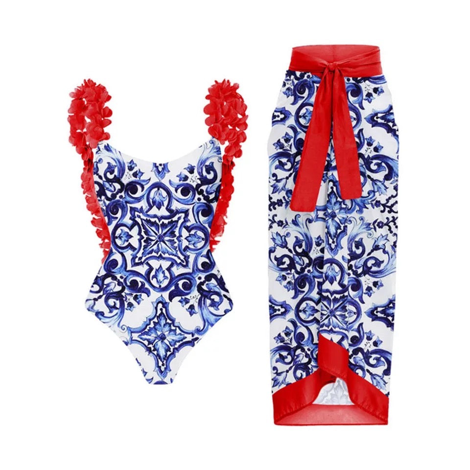Mediterranean Print One-Piece & Wrap – OPARI