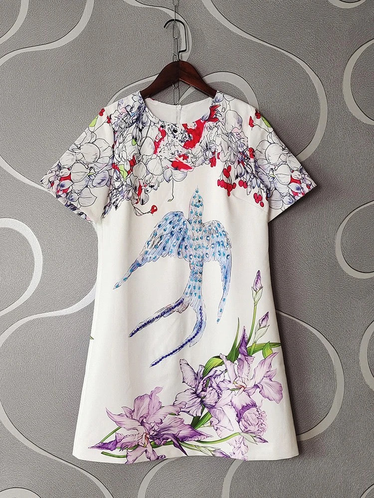 Bird Detail Embellished Mini Dress – OPARI